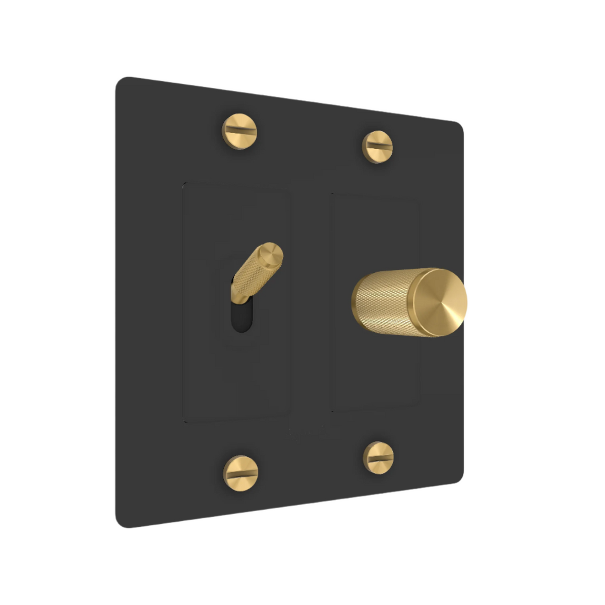 2G Toggle & Dimmer / Cross / Without Logo / Black / Brass | Light House Co.
