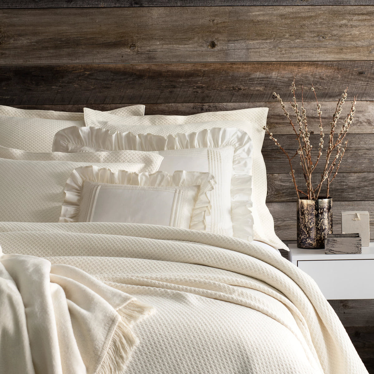 Petite Trellis Ivory Matelasse coverlet | Light House Co.