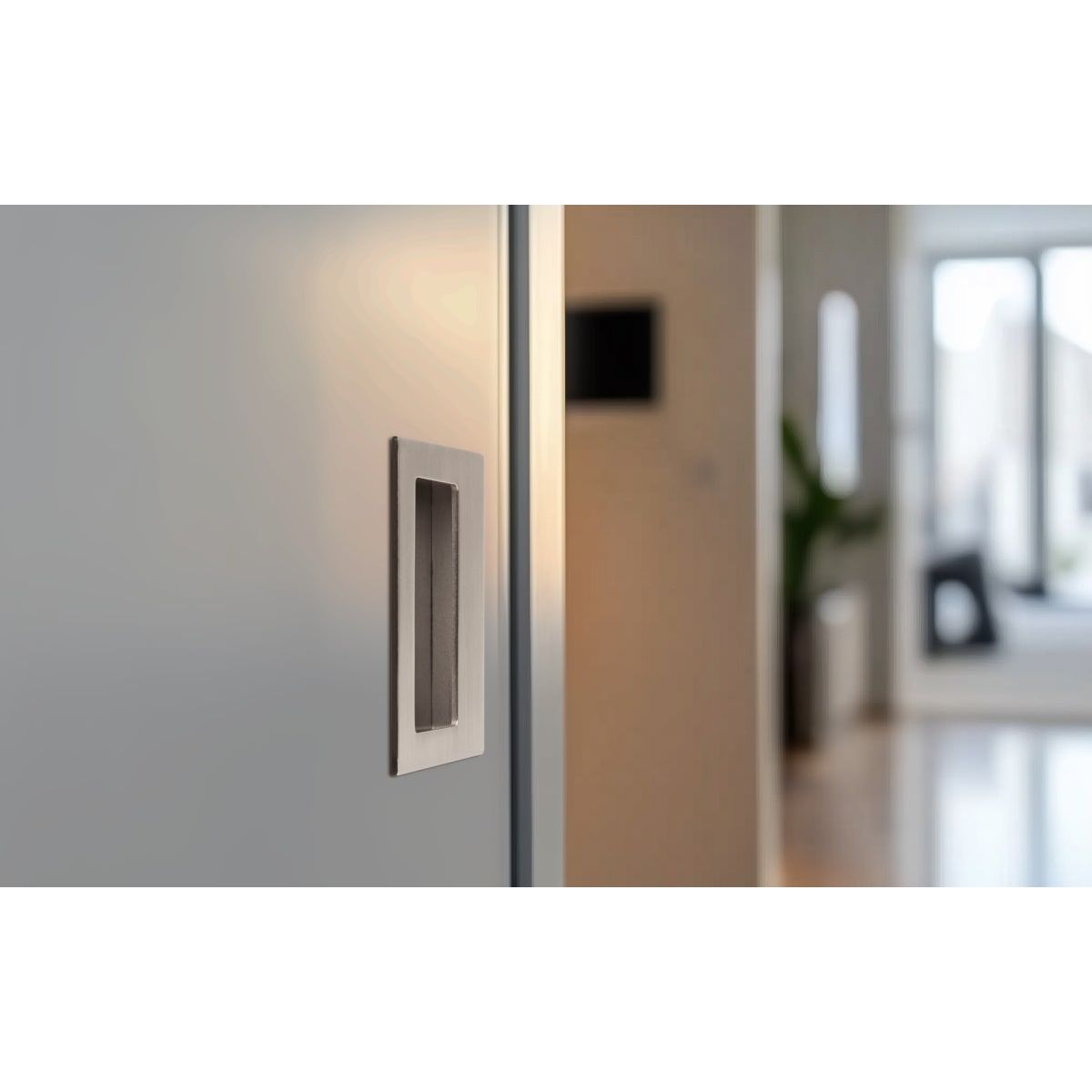 Brass Rectangular Flush Pull with Offset Pocket | Light House Co.