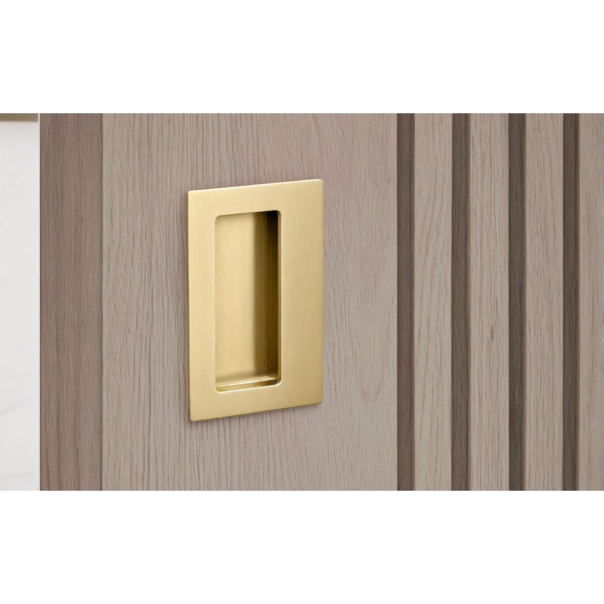Brass Rectangular Flush Pull with Offset Pocket | Light House Co.